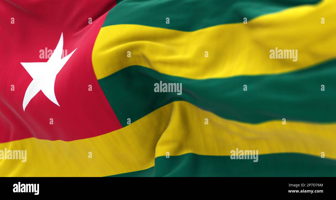 Drapeau national du Togo. Bandes horizontales de vert et de jaune avec ...