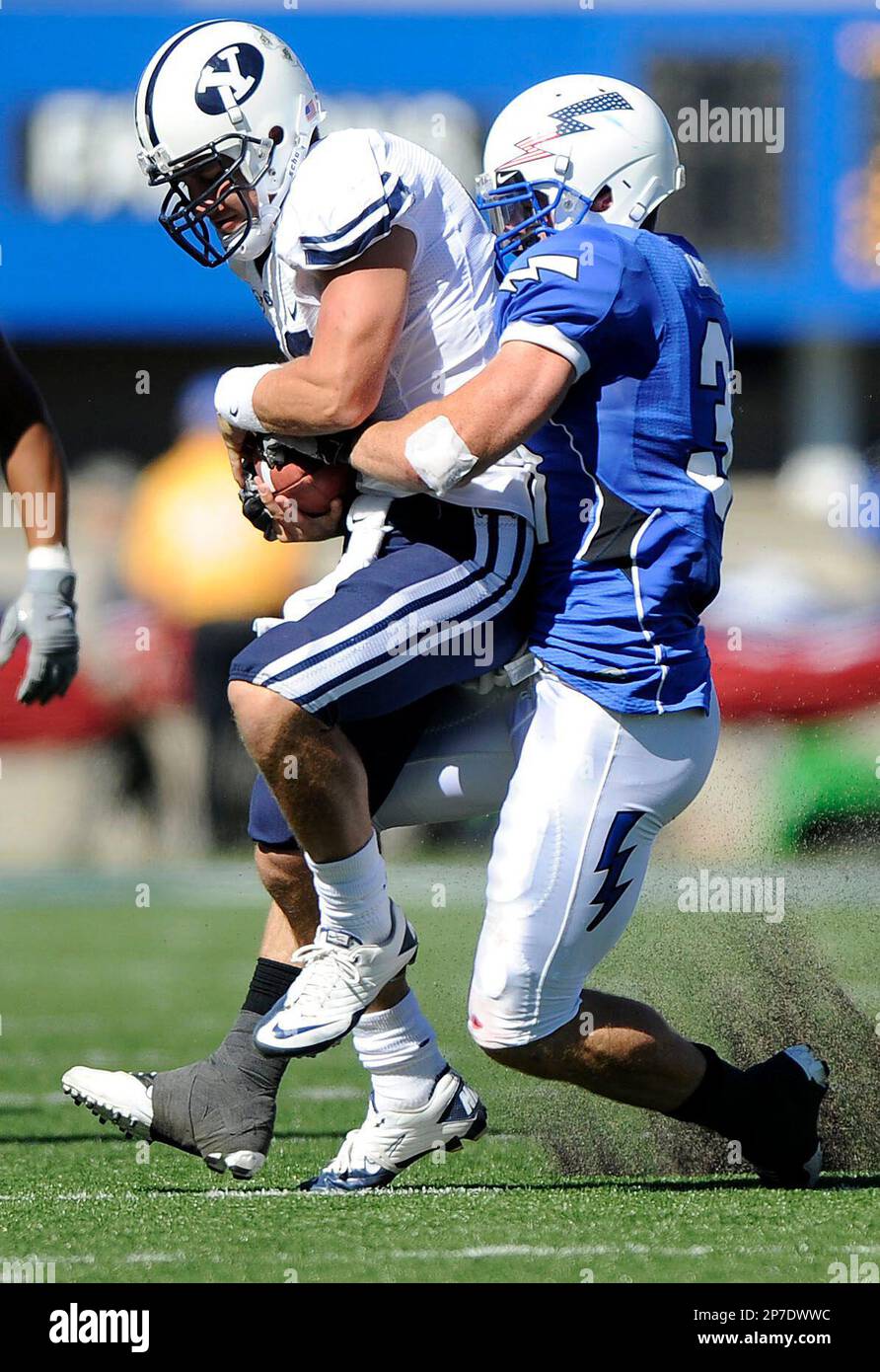 Air Force defensive back Brian Lindsay sacks Brigham Young quarterback ...