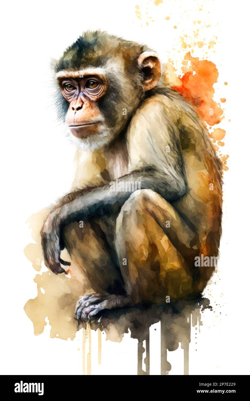 Monkey cartoon illustration Banque d'images détourées - Alamy