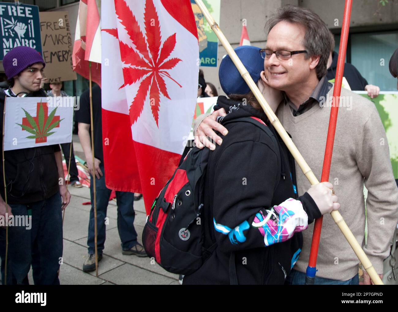 Marc Emery, the self-described "Prince of Pot" hugs a supporter outside ...
