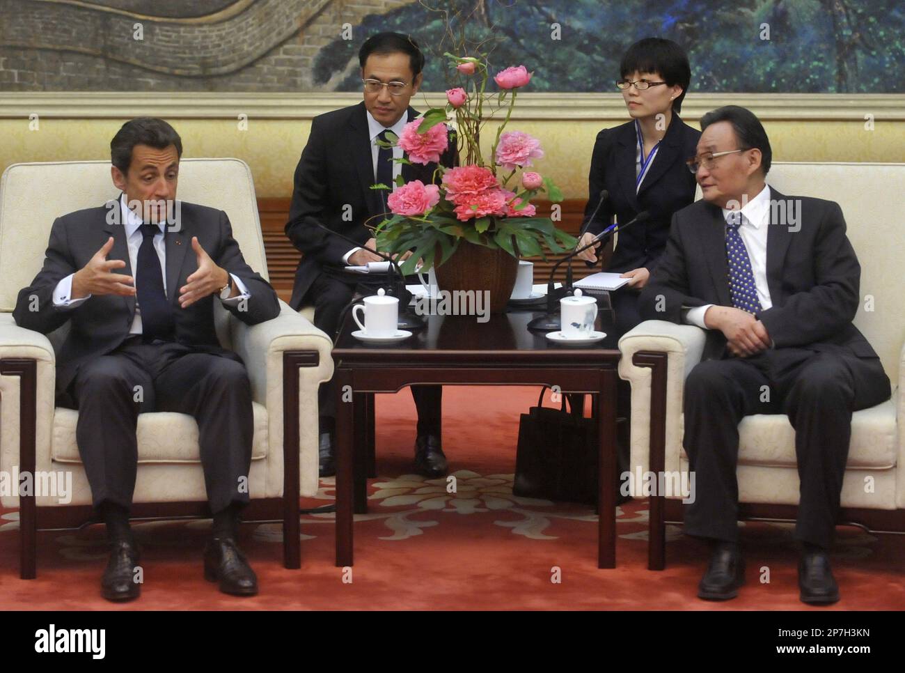 France's President Nicolas Sarkozy, left, holds talks with Chairman of ...