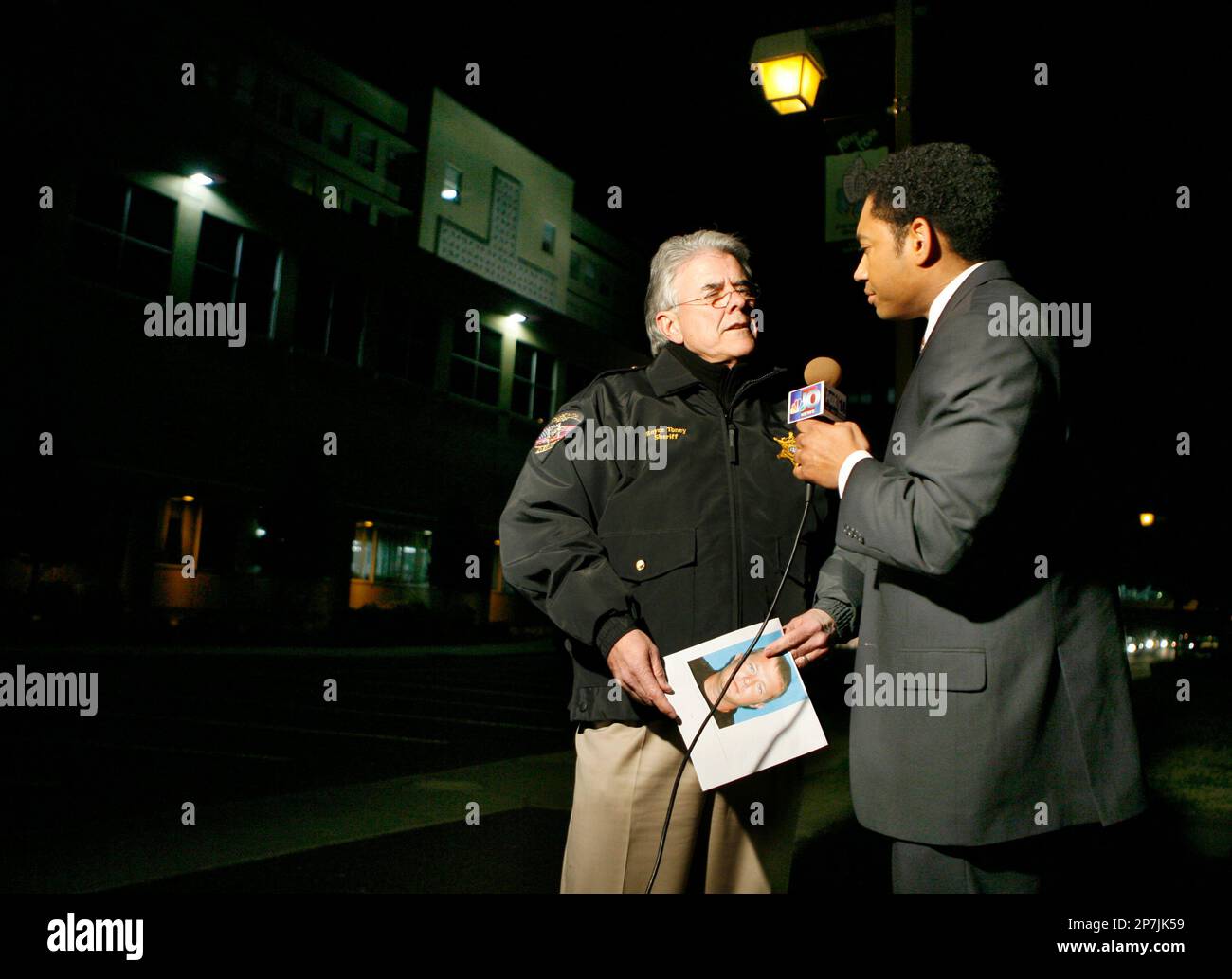 Ouachita Parish Sheriff Royce Toney, left, is interviewed by KTVE's ...