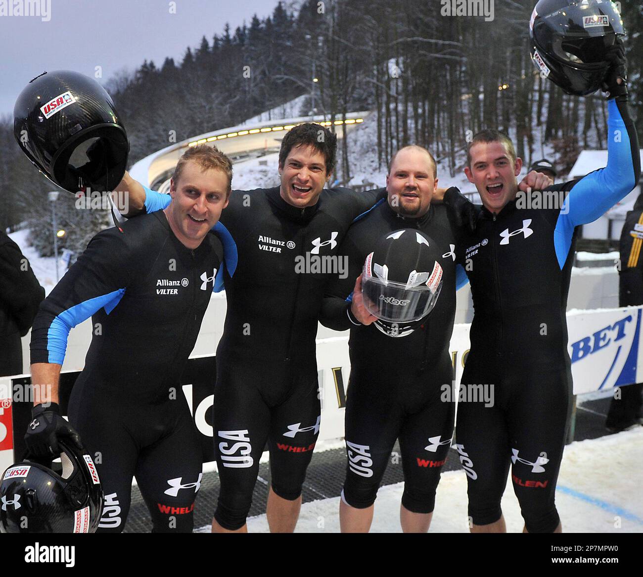 Team USA with Justin Olson, Steve Mesler, Steven Holcomb and Curtis ...