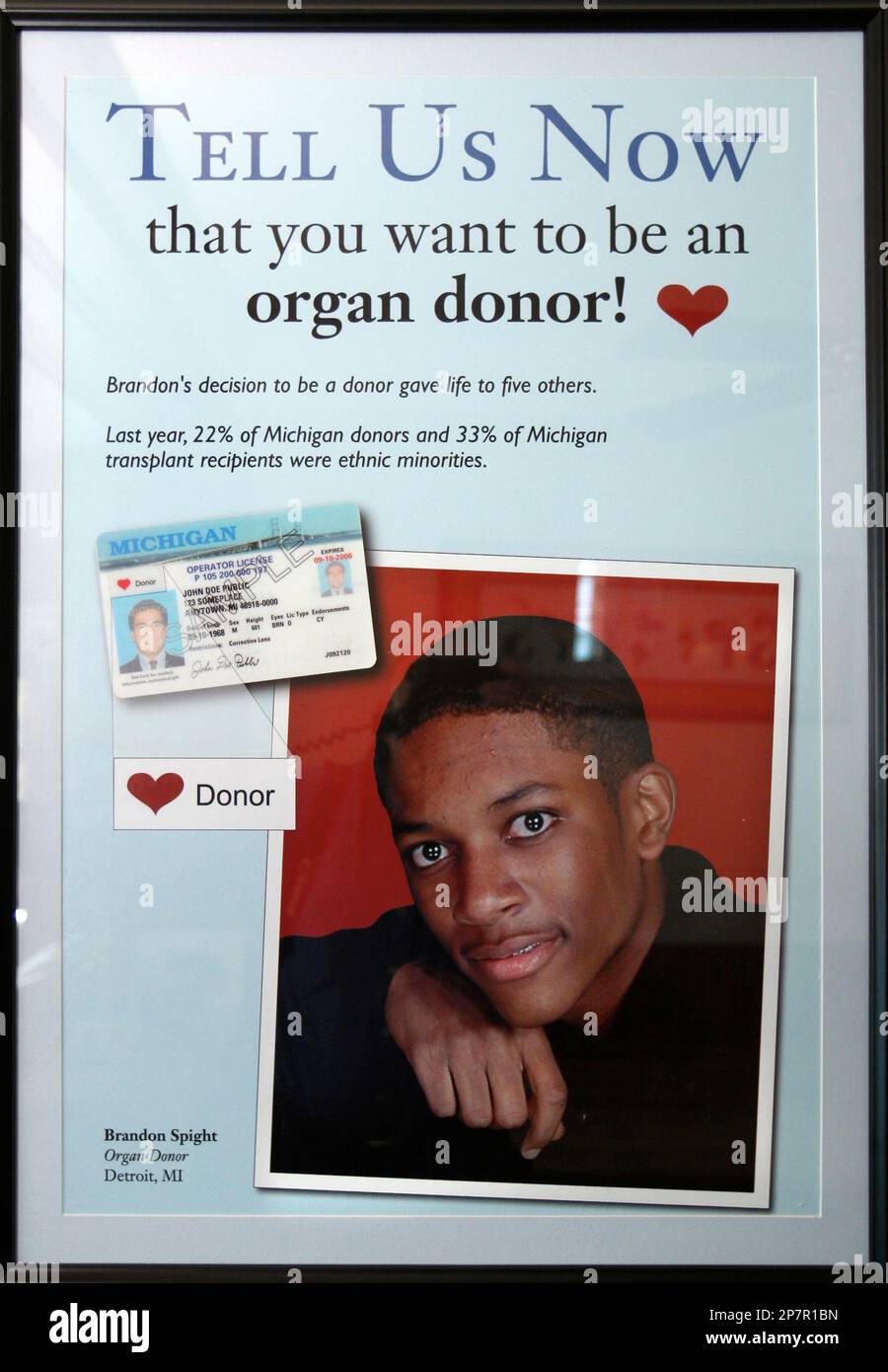 A poster showing Brandon Spight which was displayed at a Michigan ...