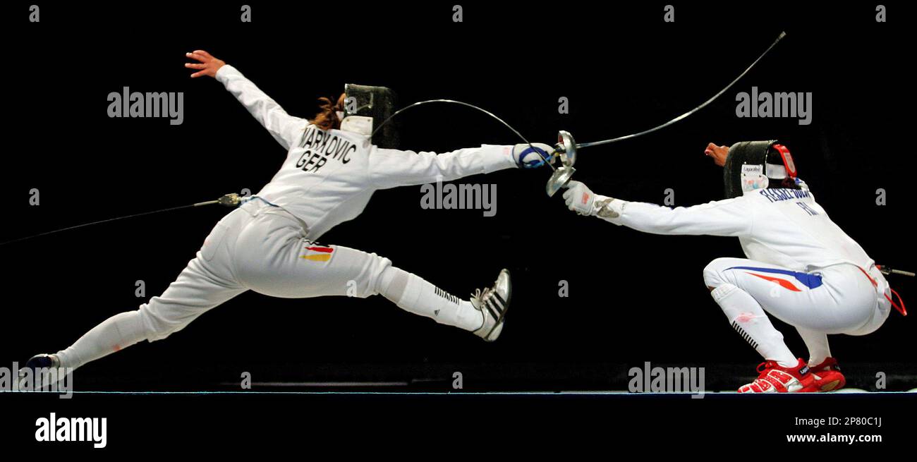 Marijana Markovic of Germany, left, and Laura Flessel-Colovic of France ...