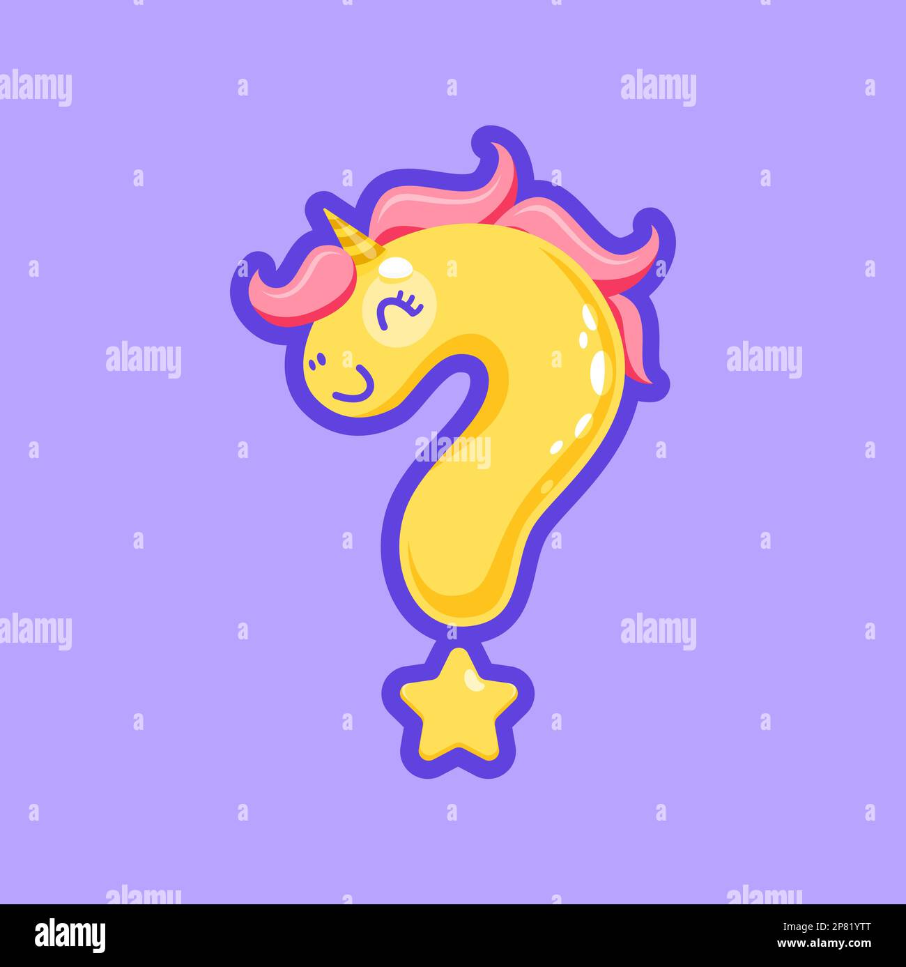 Point d'interrogation du personnage de dessin animé unicorn, clause d ...