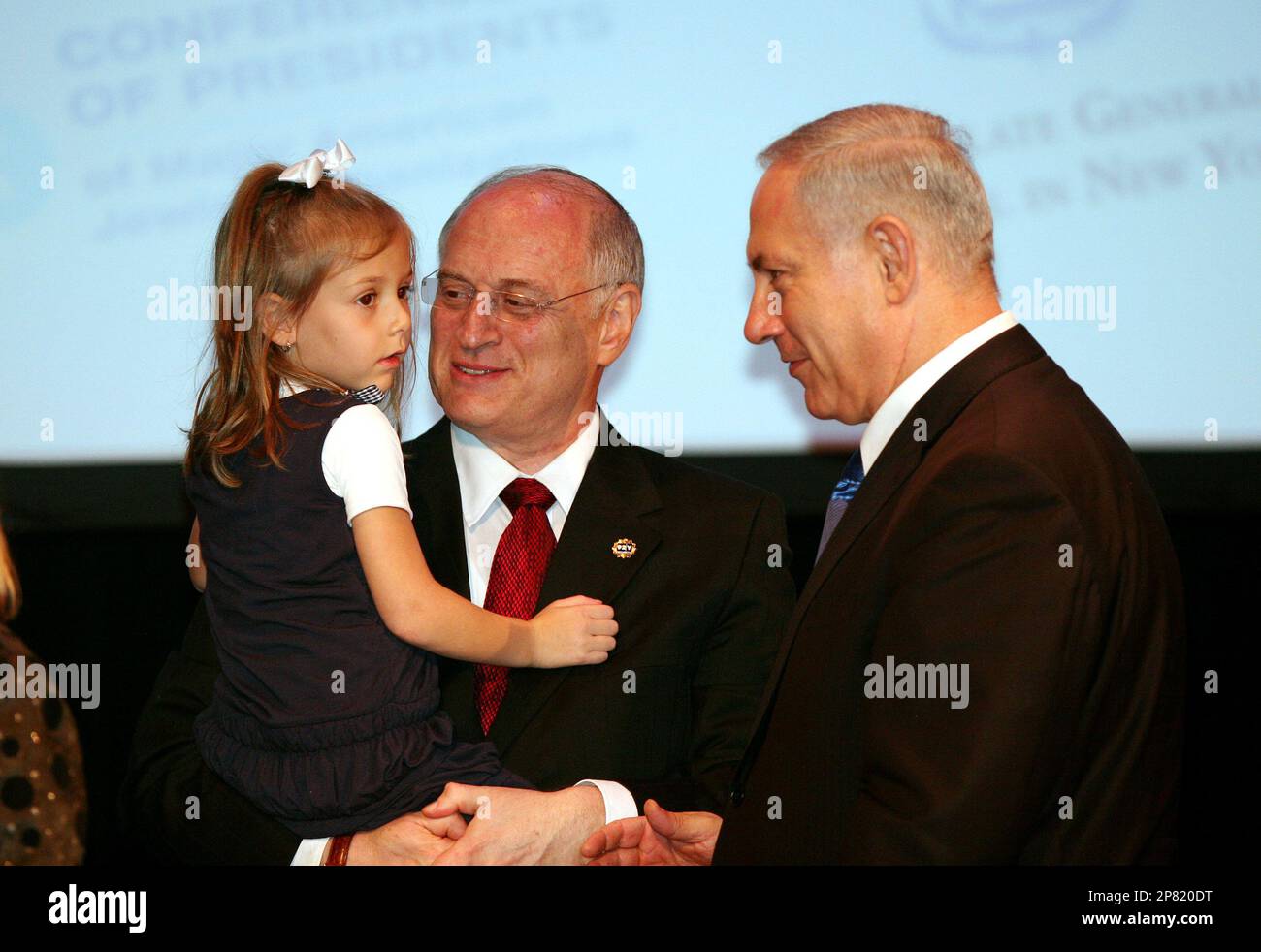 Israeli Prime Minister Benjamin Netanyahu, right, thanks 6-year-old ...