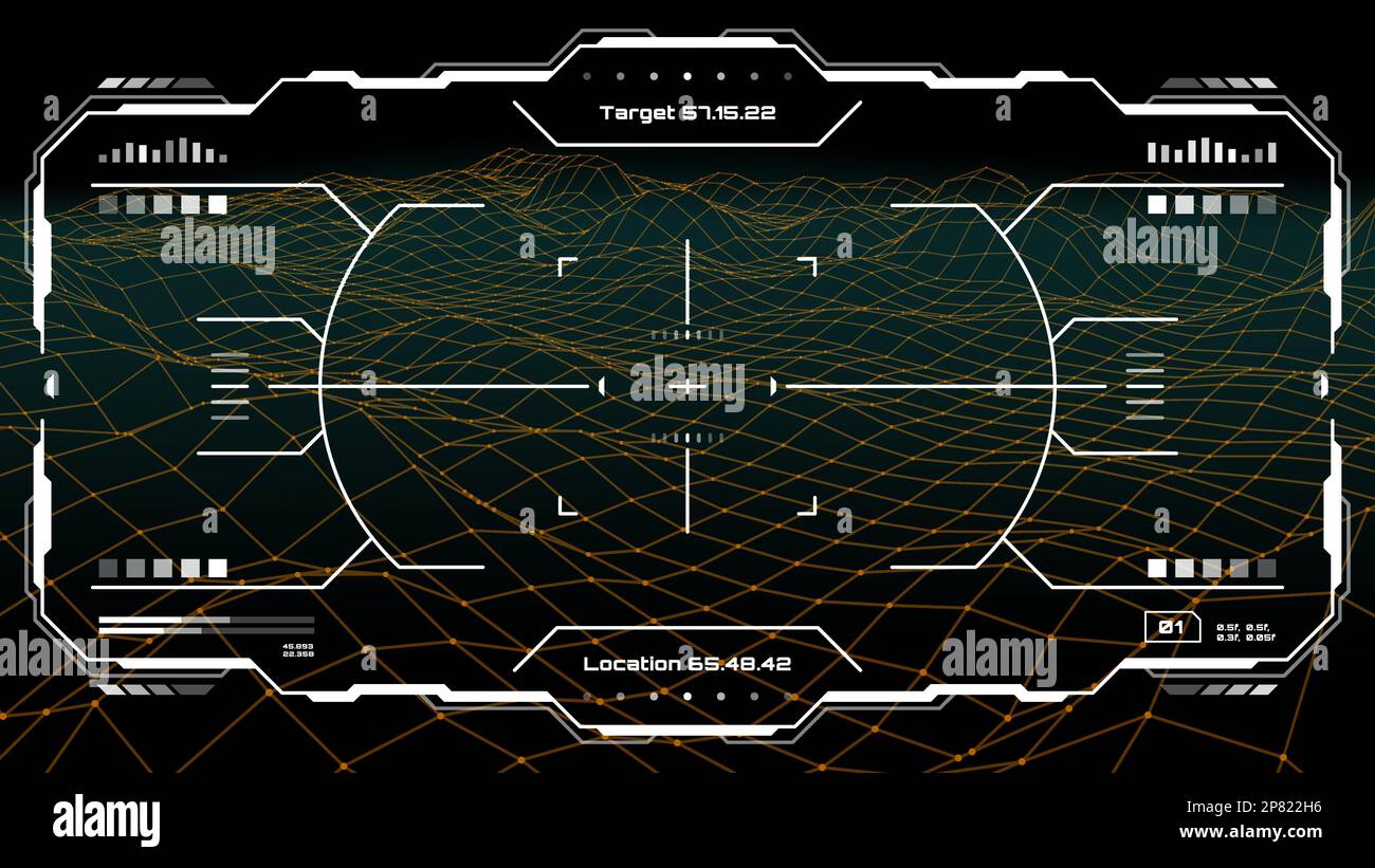 Interface d'écran de moniteur HUD futuriste. Commande de visée de la ...