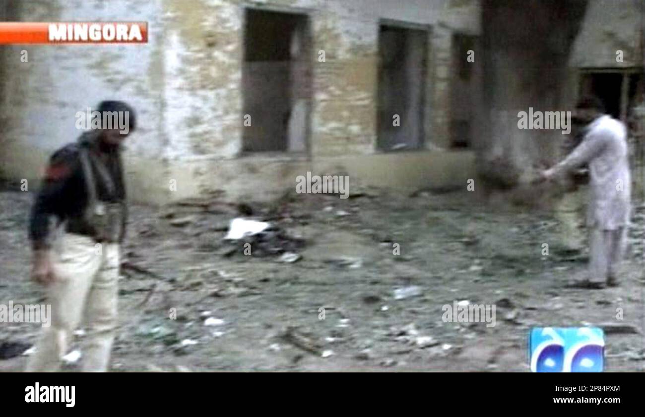 In this image taken from footage aired by the Pakistani GEO news ...