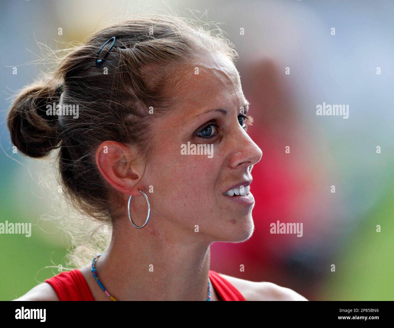 Spain's Natalia Rodríguez reacts after finishing first in the final of ...