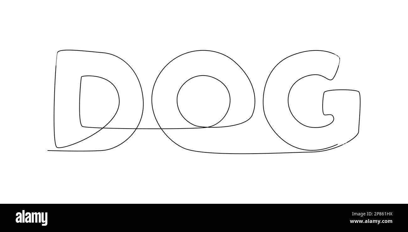 Une ligne continue de mot chien. Concept de vecteur d'illustration à ...