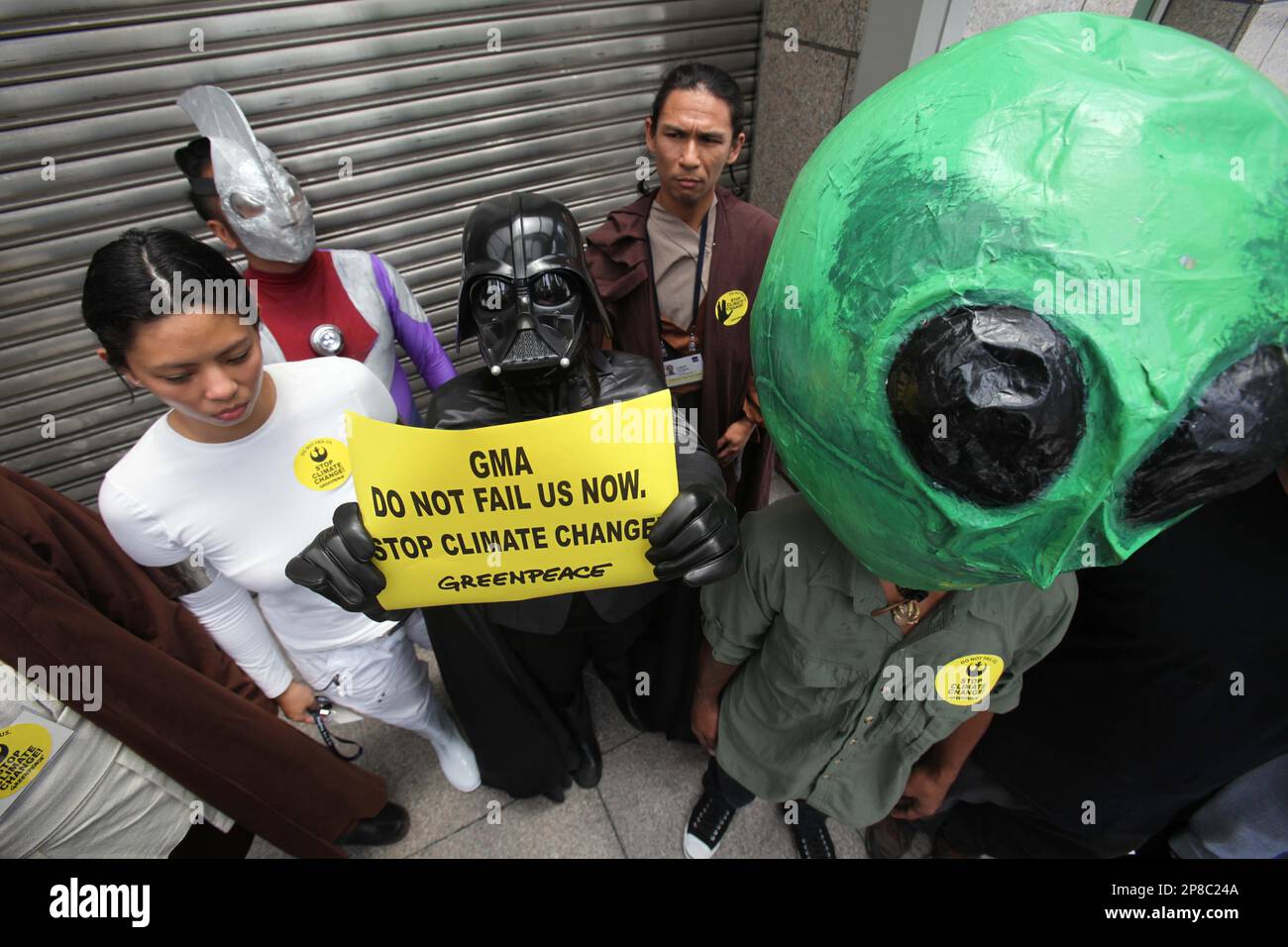 Greenpeace activists, dressed in Star Wars costumes, demonstrate ...