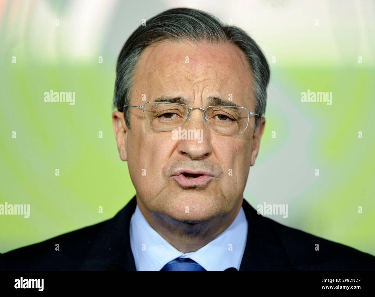 New Real Madrid president Florentino Perez speaks during a press ...
