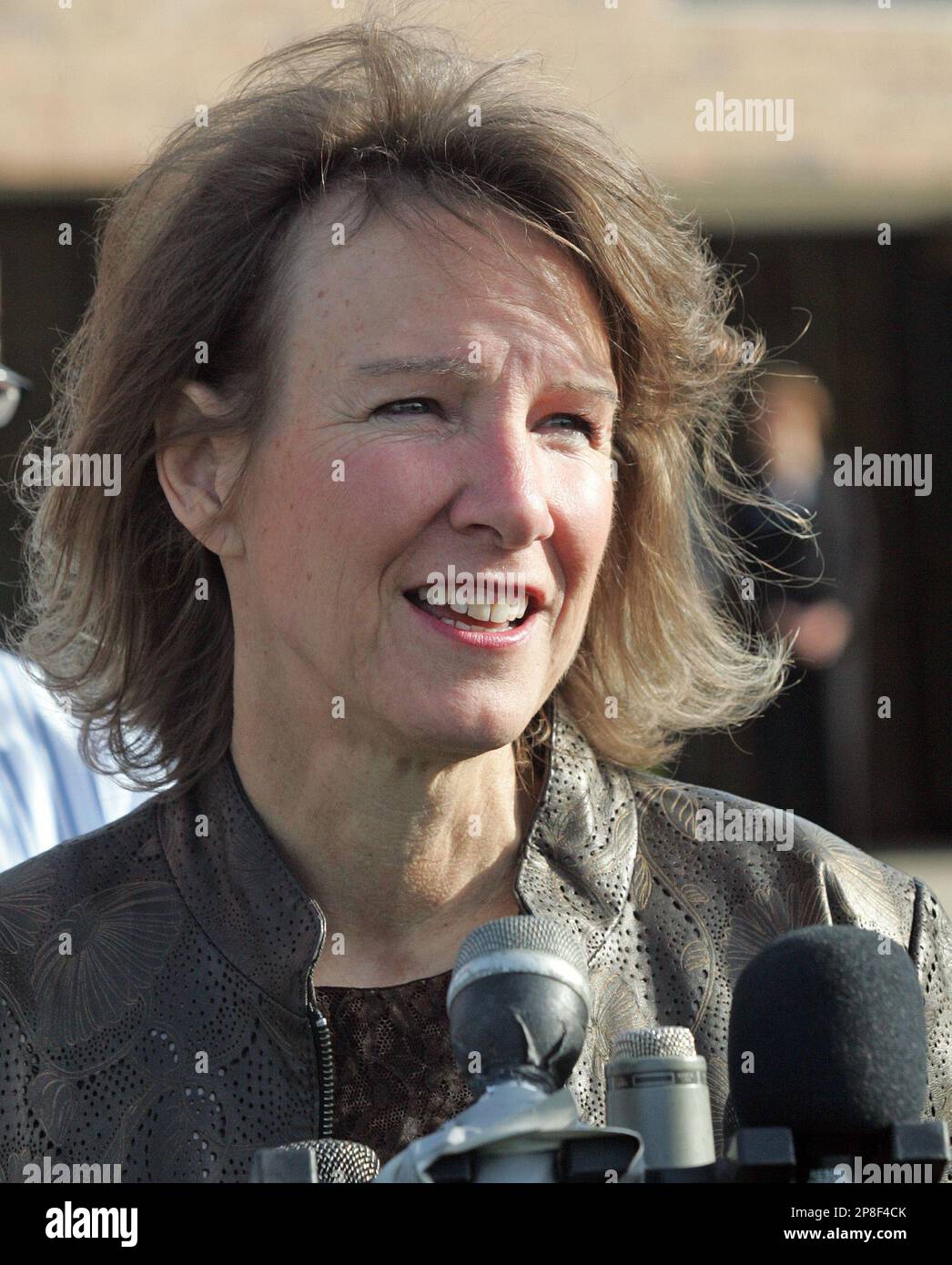 Susan LeFevre, 54 speaks to the media after being released from the ...