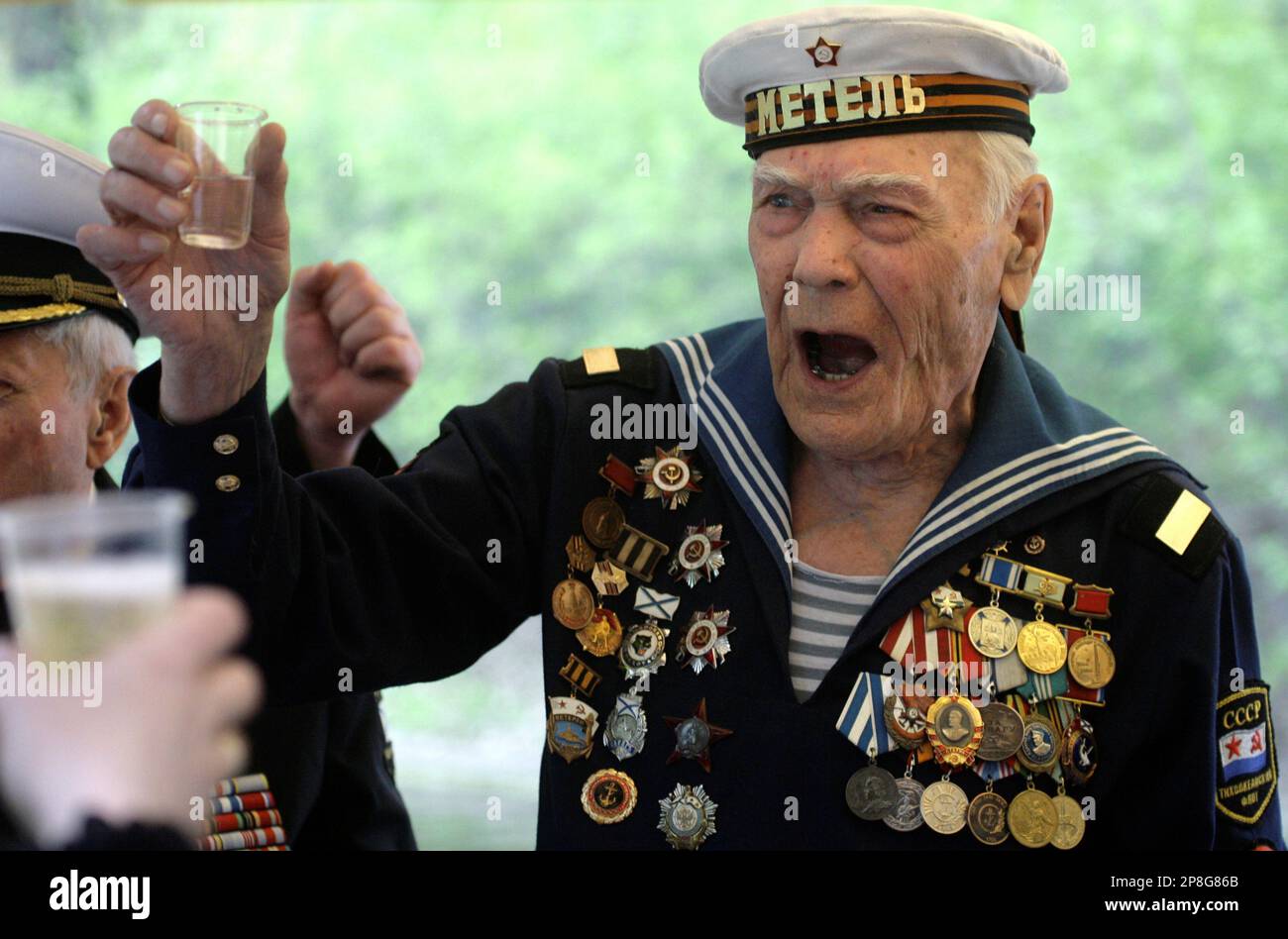 A Russian World War II veteran wearing a Navy uniform, no name given ...