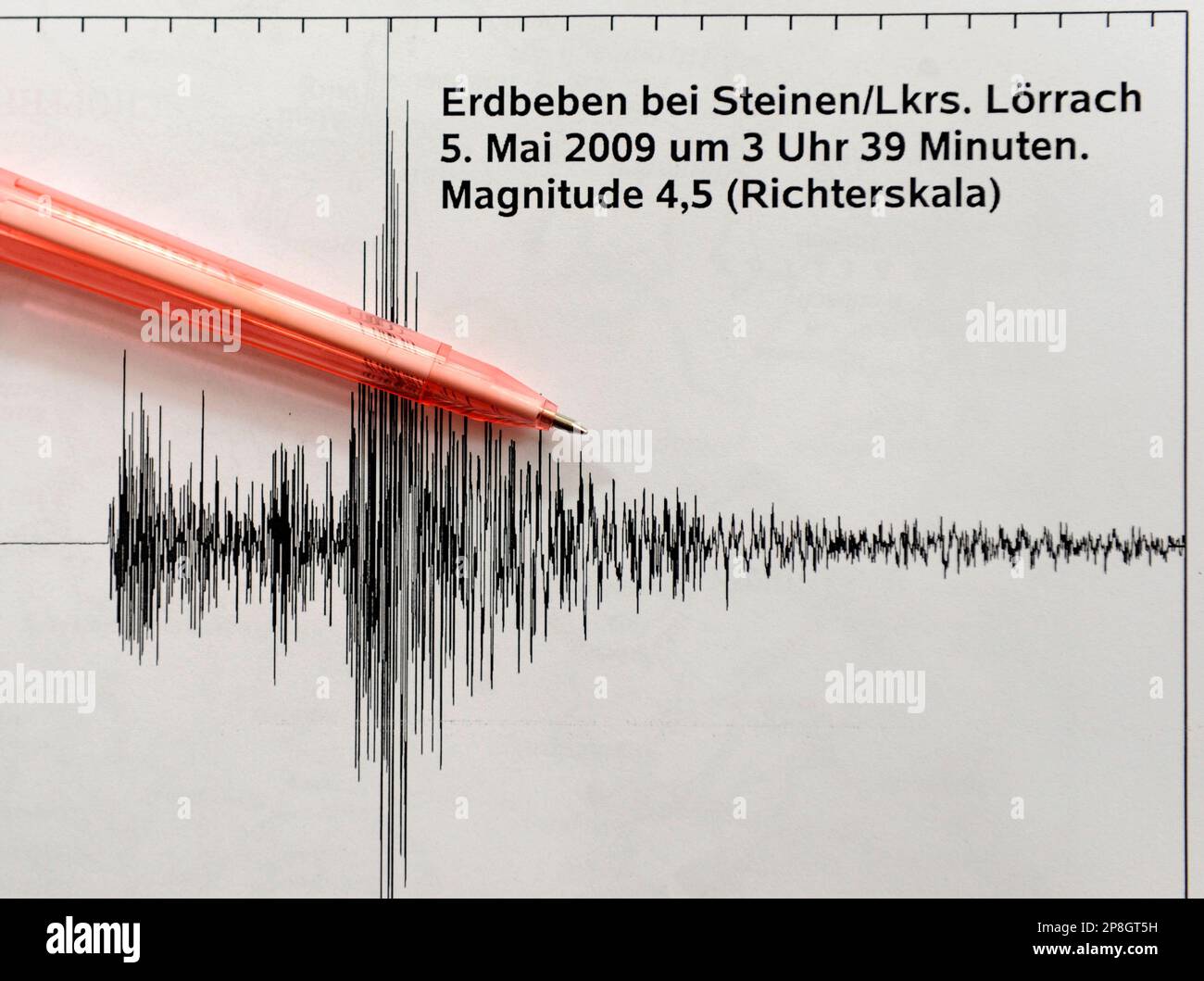 Die Kurve eines Seismographen ist am Dienstag, 5. Mai 2009, beim ...