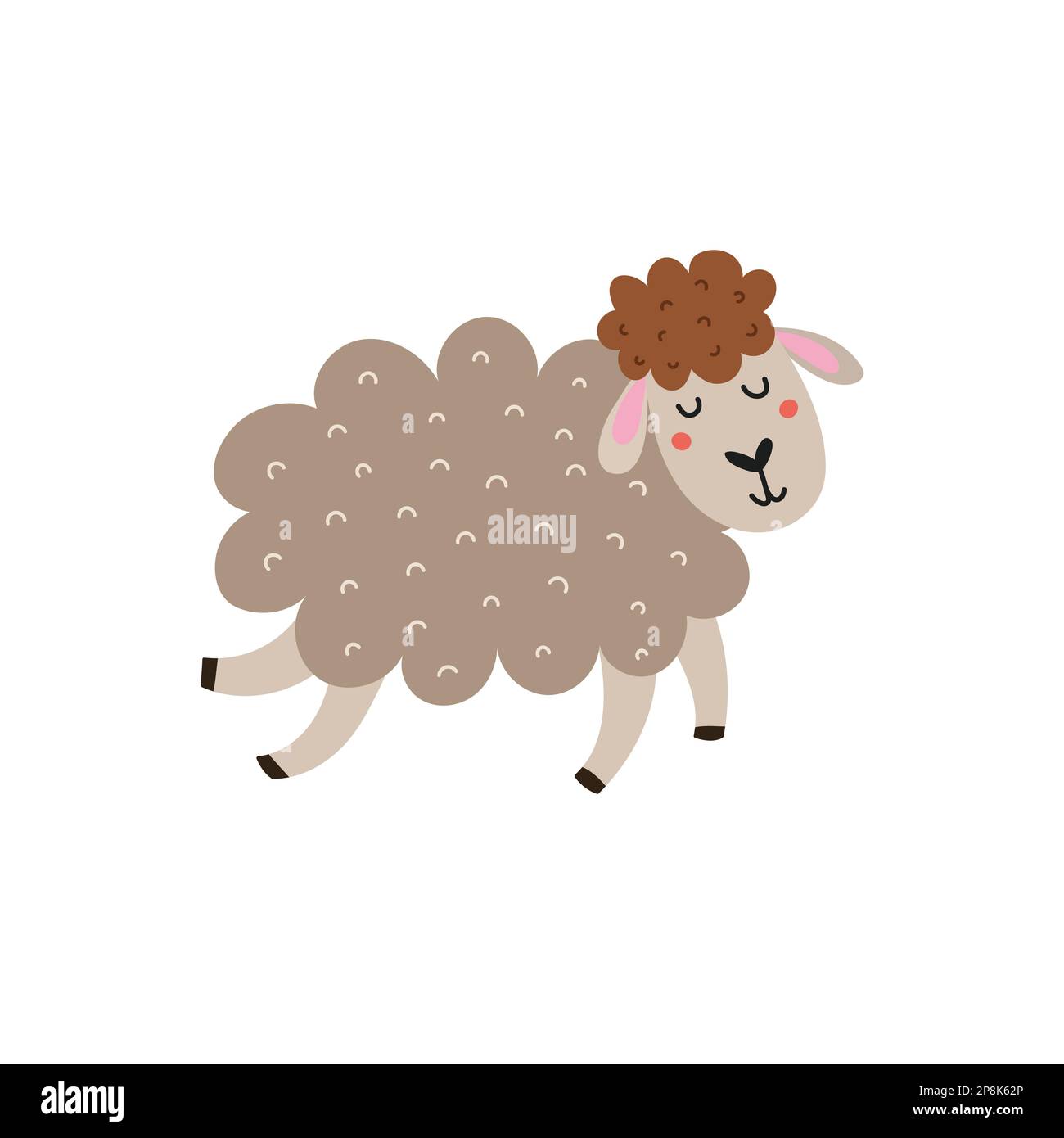 Personnage de brebis mignon. Animal de ferme de style dessin animé ...