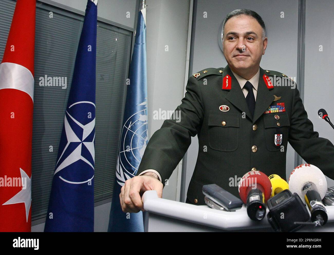 Gen. Metin Gurak, Turkish military spokesman, speaks to the media ...
