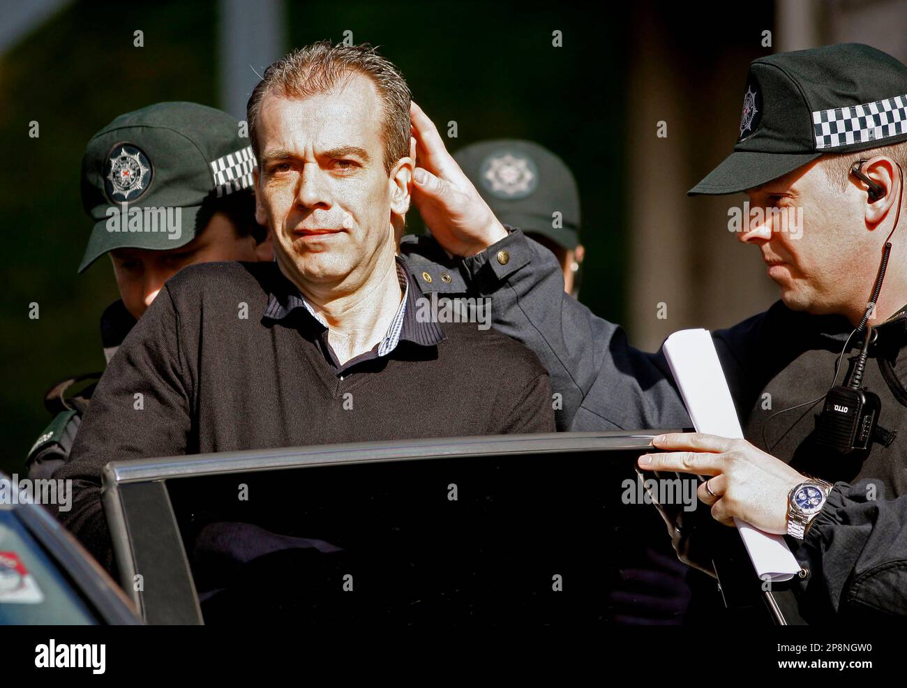 Leading Irish Republican Colin Duffy, center, leaves Larne Court ...