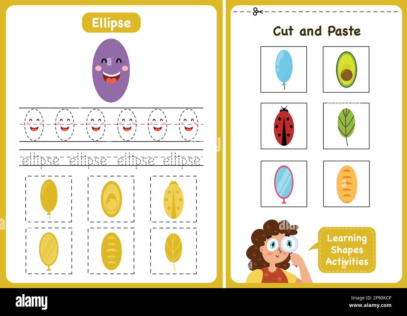 Page Dactivité Learning Shapes Ellipse Feuilles De Calcul De Formes