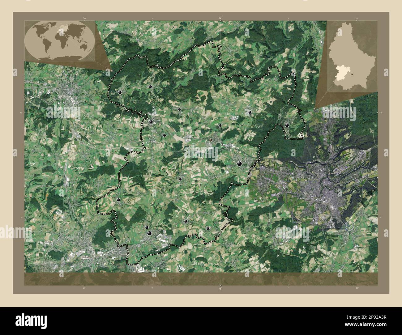 Canton de Capellen, canton du Luxembourg. Carte satellite haute ...