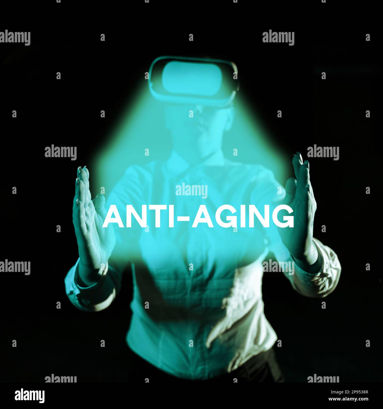 Affiche indiquant l'anti-âge. Mot écrit sur Un produit conçu pour ...