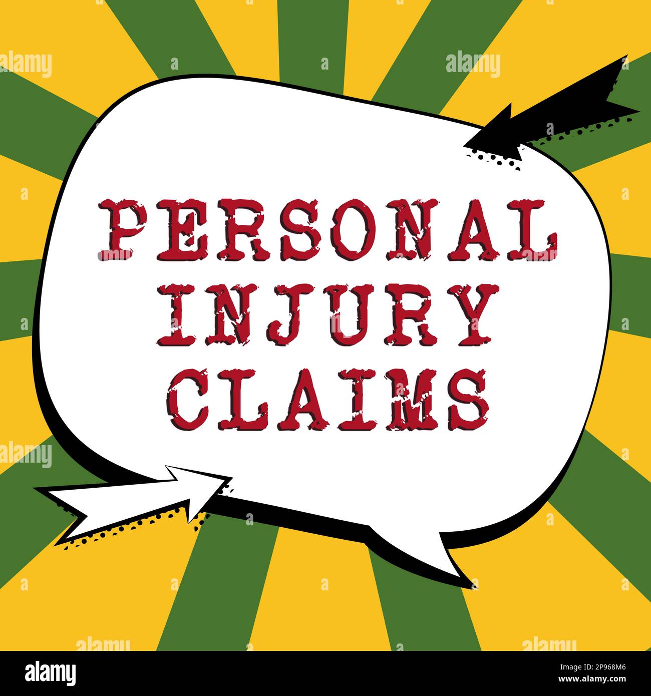 Affichage conceptuel des réclamations pour blessures corporelles. Mot ...