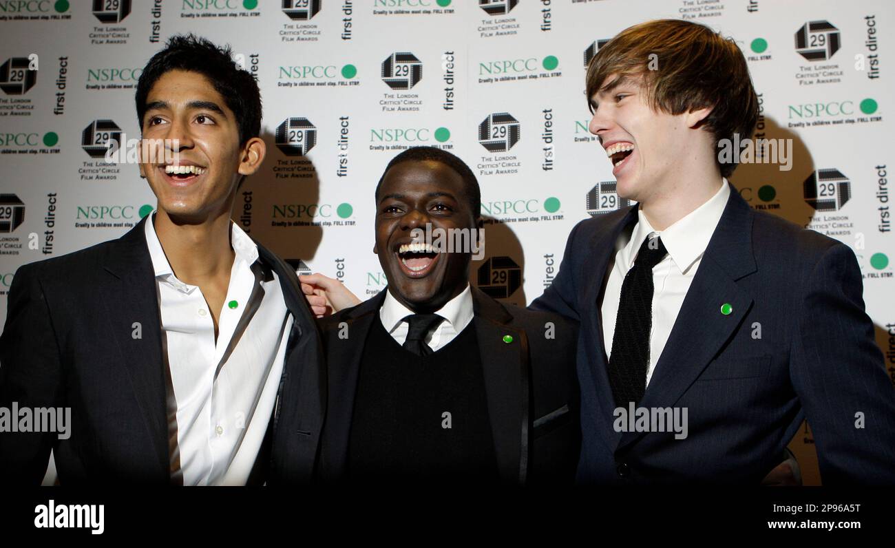 British actors, from left, Dev Patel, Daniel Kaluuya and Nicholas Holt ...