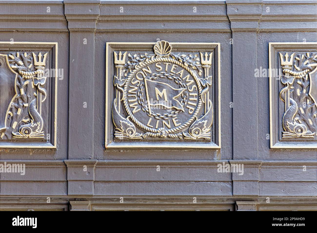 Quartier financier de New York : détail panneau. Le Munson Building est ...