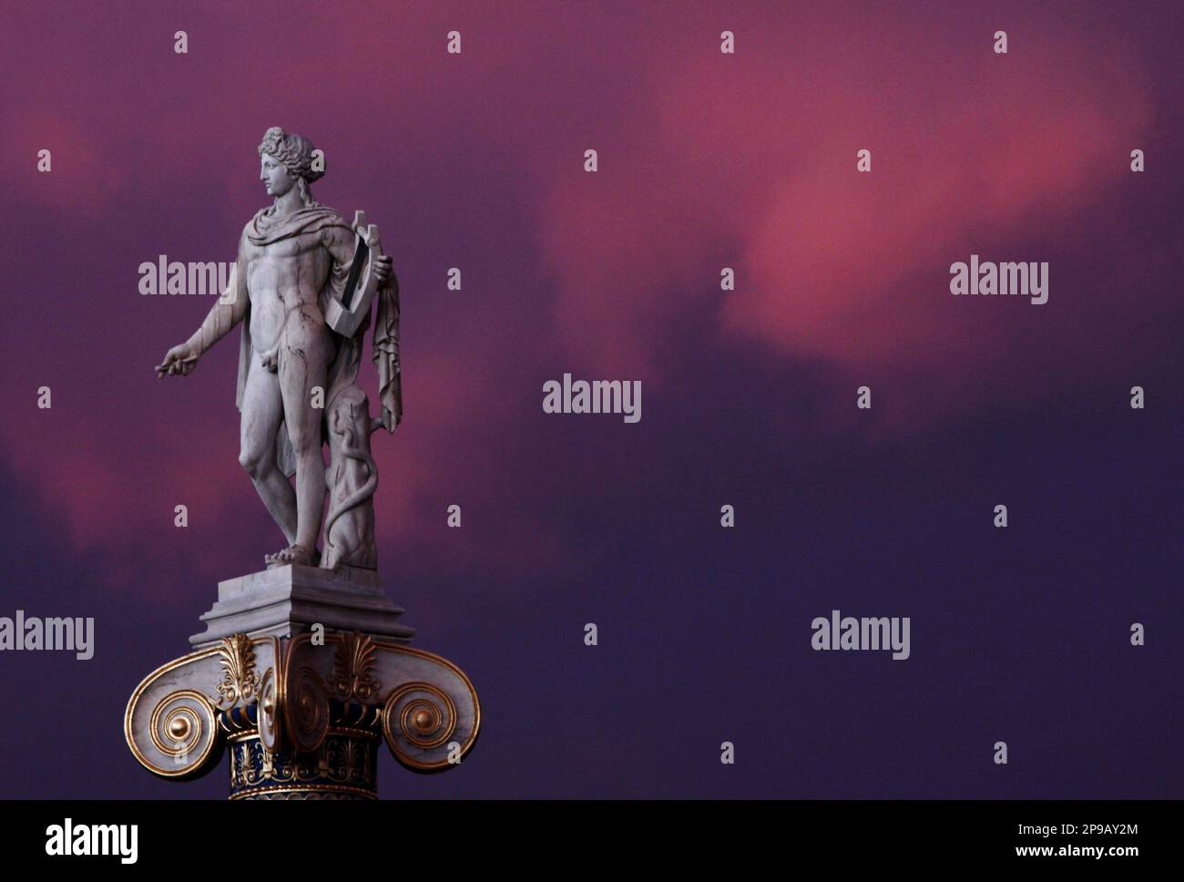 A 19th century marble statue of the ancient Greek god of light and ...