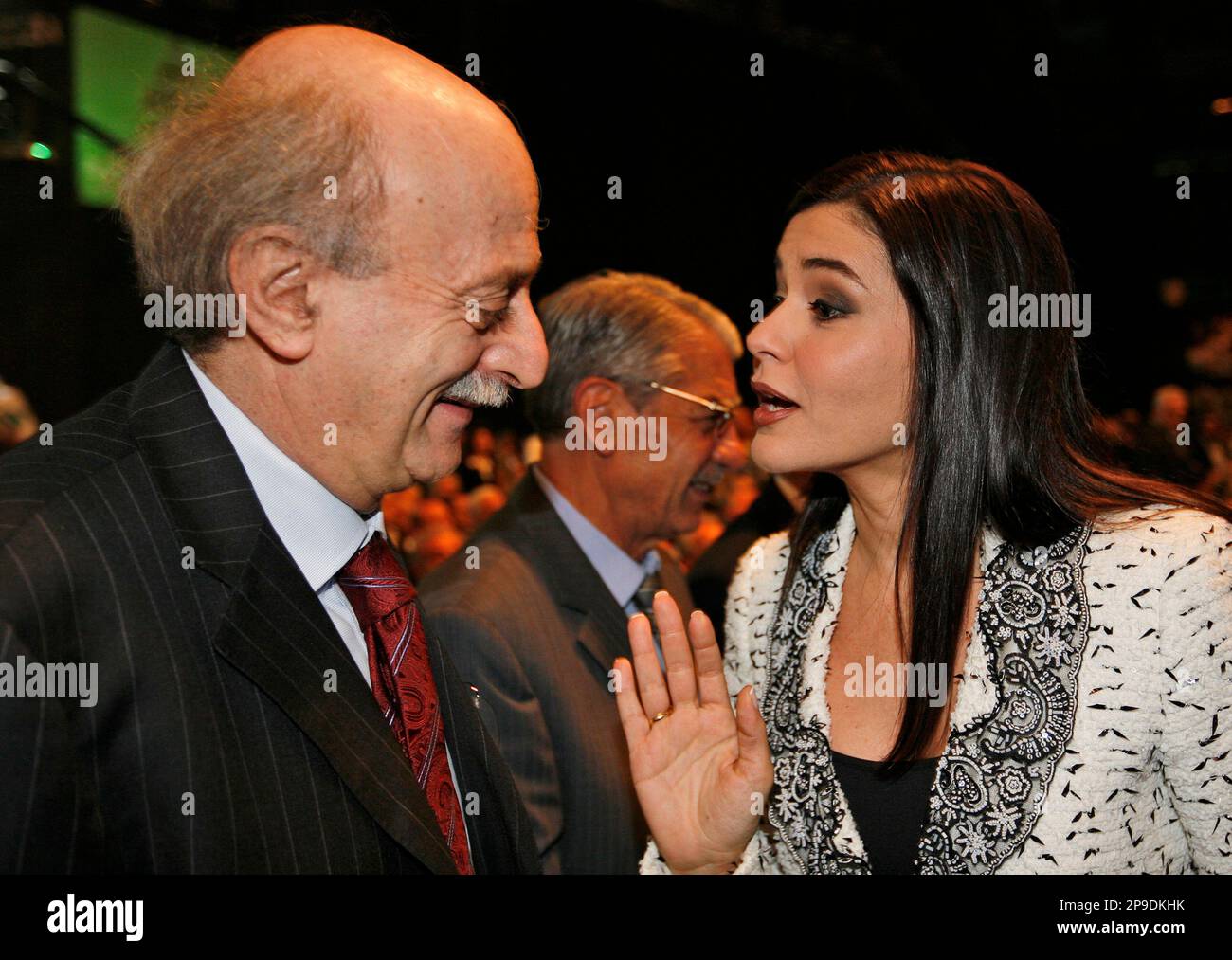 Lebanese legislator Setrida Geagea, right, speaks with Druse Leader ...