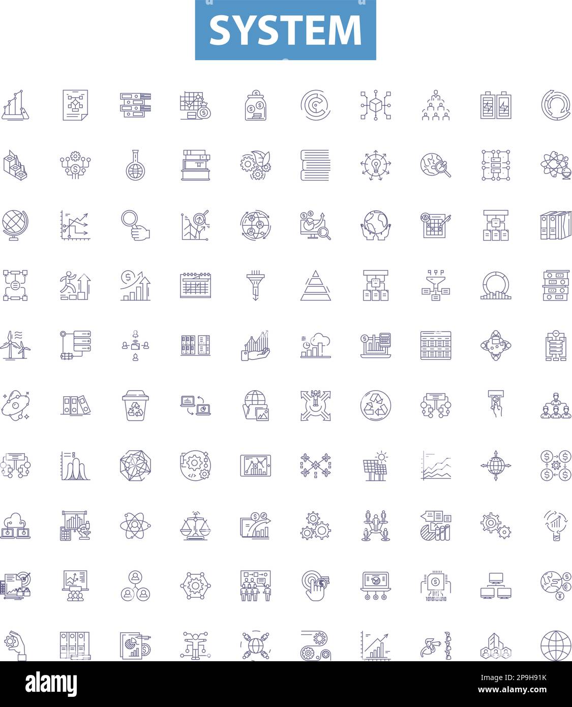 Icônes de la ligne système, ensemble de panneaux. Système, réseau ...