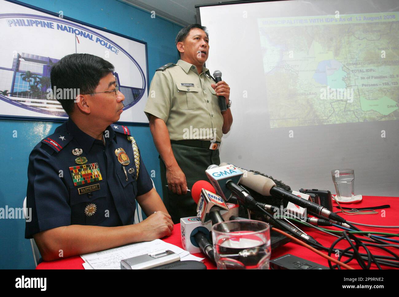 Philippine Army Brig. Gen. Jorge Segovia, right, updates the media on ...