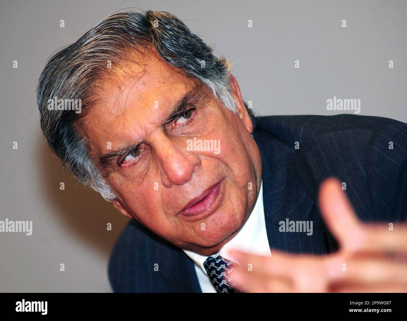 Tata Group Chairman Ratan Naval Tata is seen, during a press conference ...
