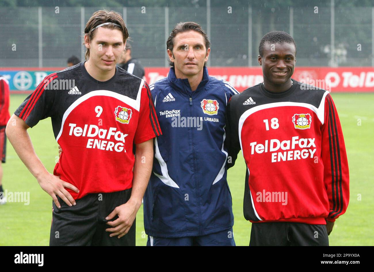 Leverkusen's new head coach Bruno Labbadia, center, poses with new ...