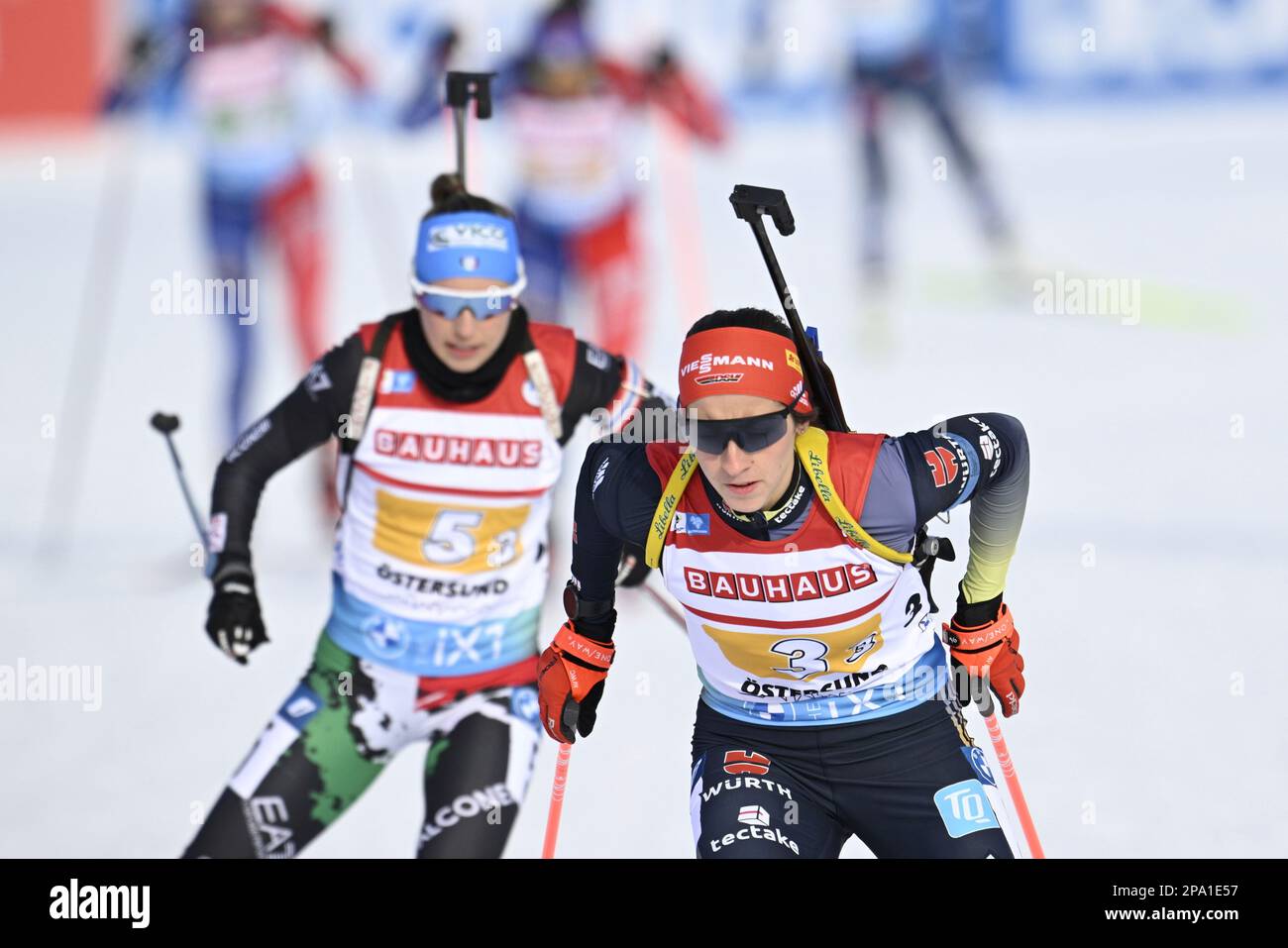 Germany's Vanessa Voigt followed by Italy's Samuela Comola during the ...