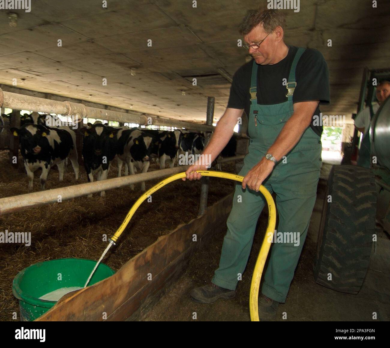 Auf dem Agrarhof Retschow bei Bad Doberan fuellt Landwirt Paul Rinke am ...