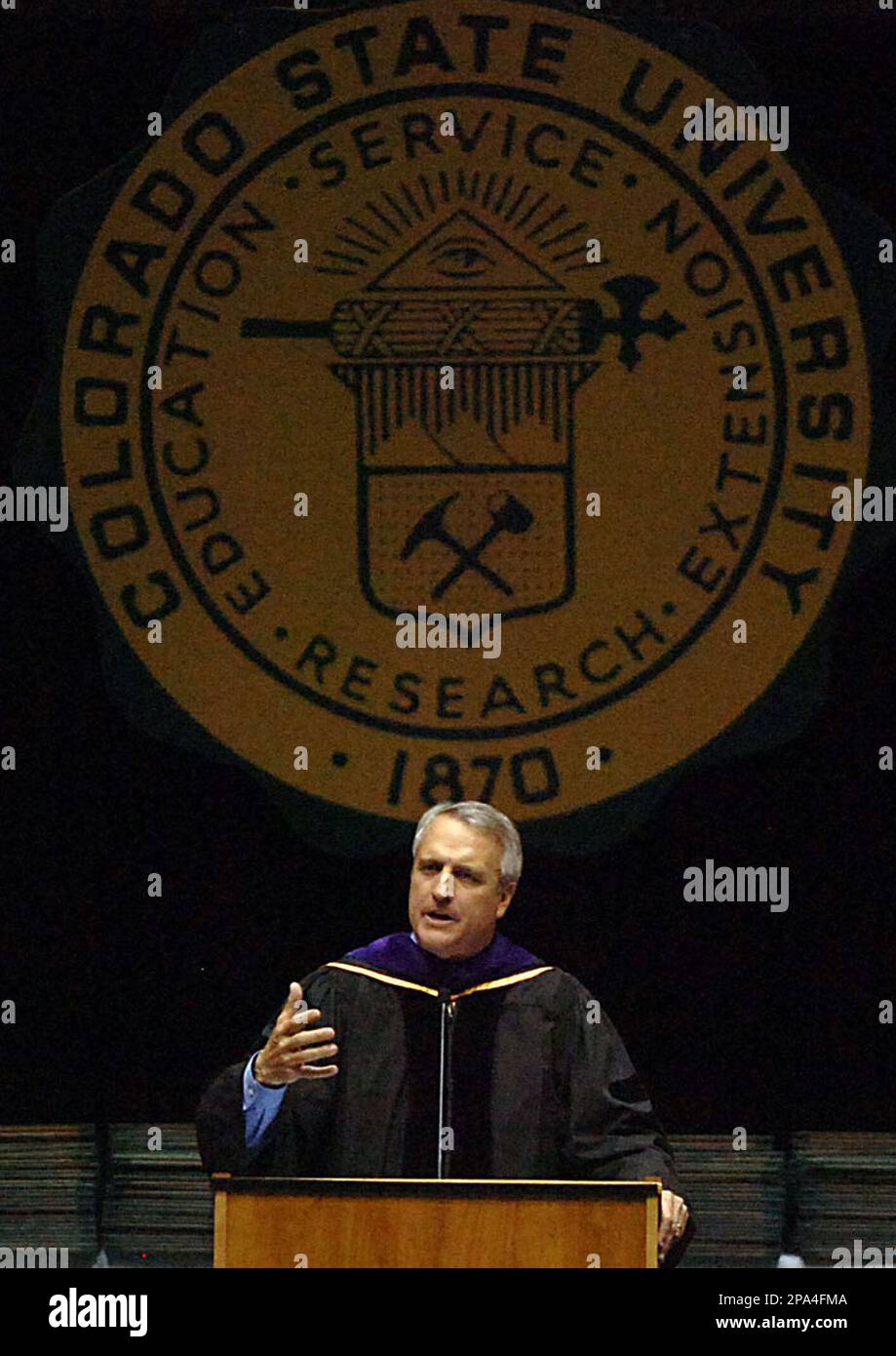 Bill Ritter, governor of Colorado, delivers the commencement speech to ...