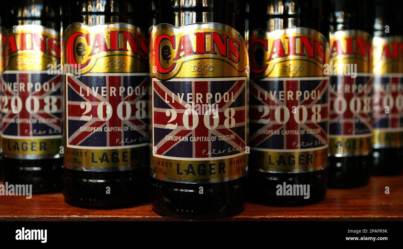 Cains' Best of British lager bottles with a label designed by British ...