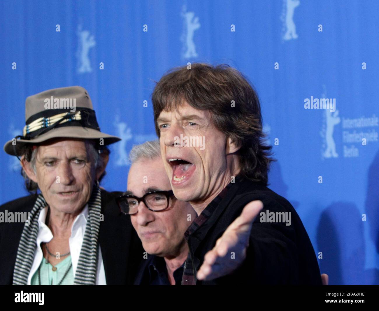 U.S. director Martin Scorsese, center, and the members of British rock ...