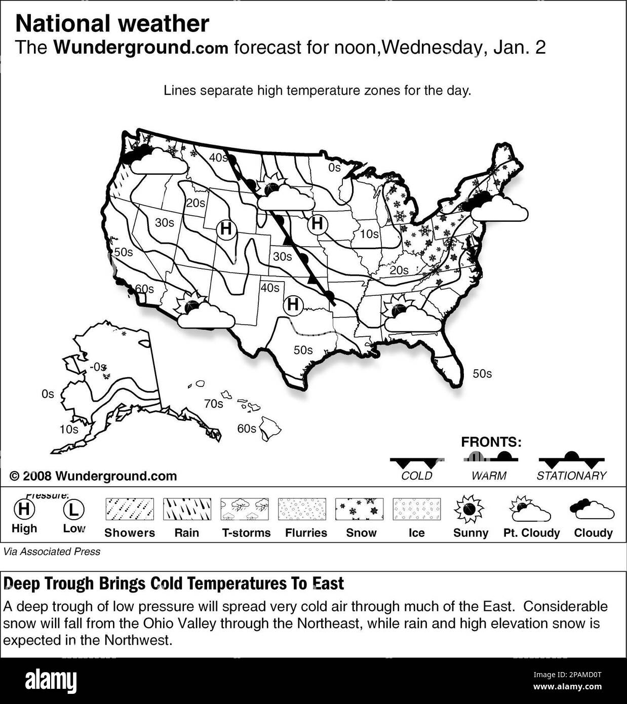 A deep trough of low pressure will spread very cold air through much of ...