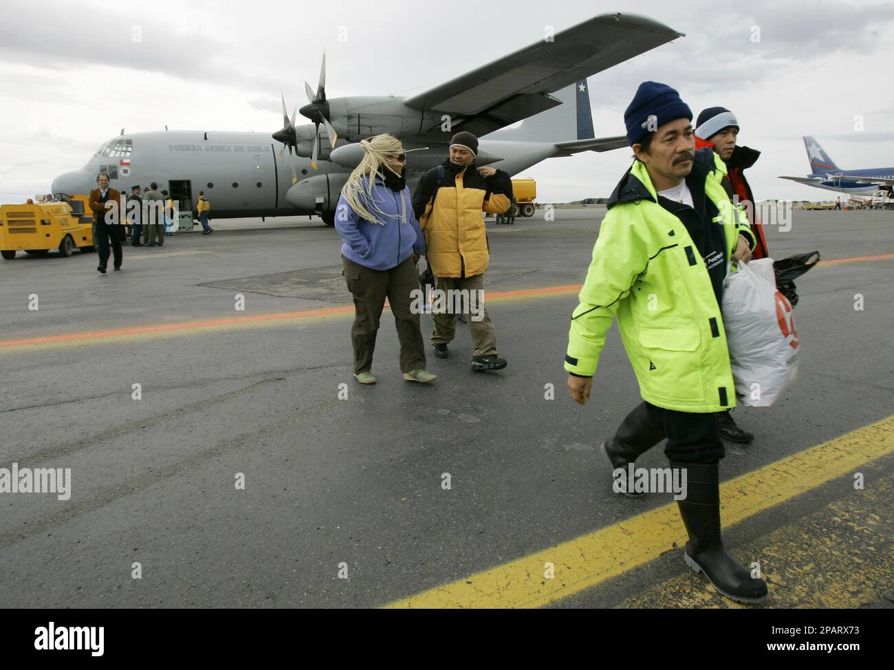 Passengers of the Canadian ship MS Explorer arrive to Punta Arenas ...