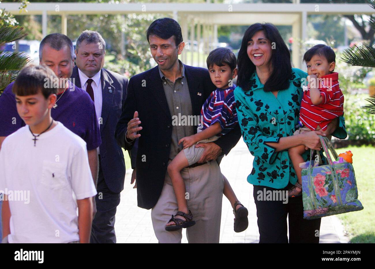 Louisiana Governor-elect Republican Bobby Jindalk, holding his son ...