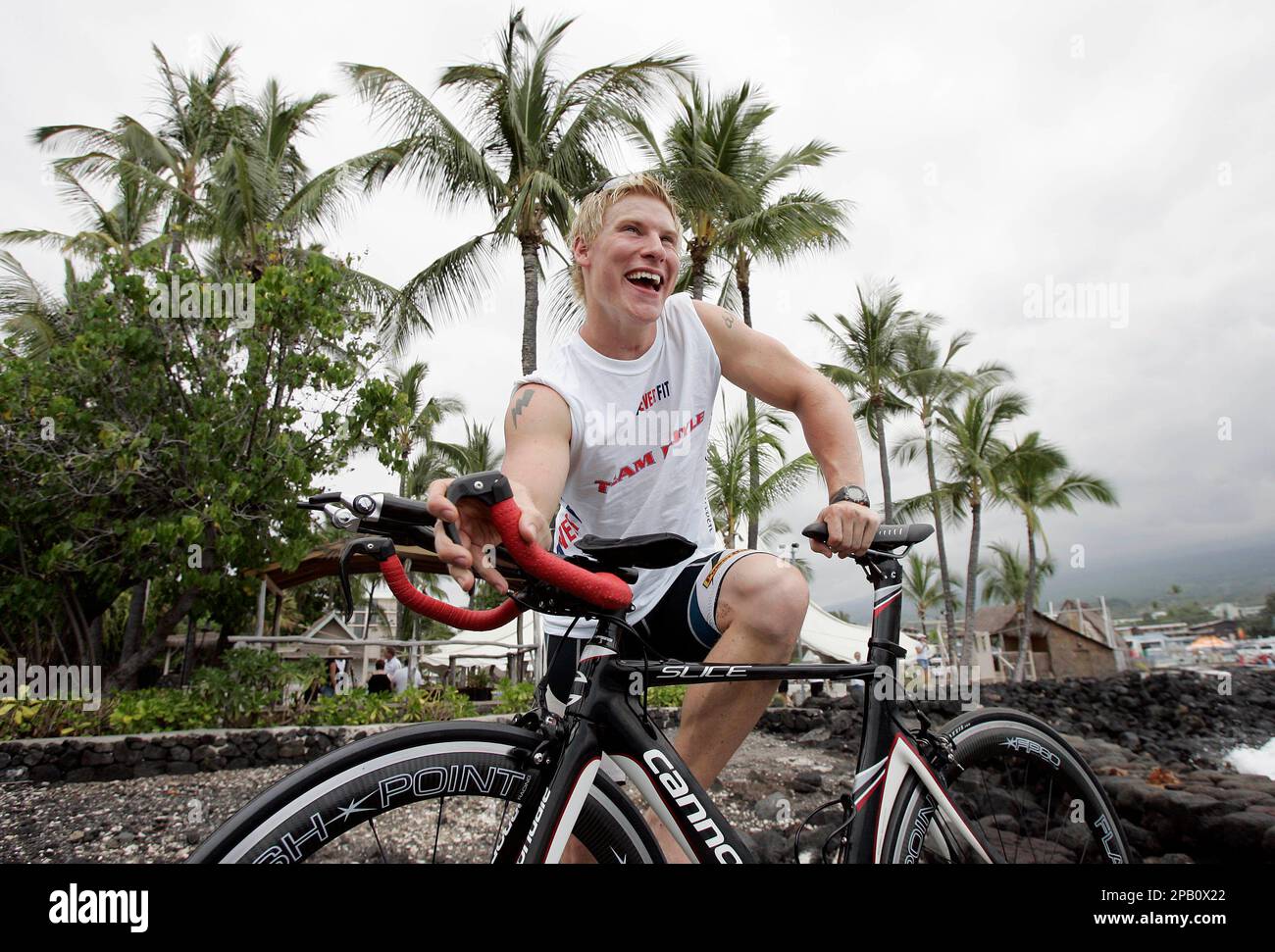 Brian Boyle poses for a photo with his bicycle Wednesday, Oct. 10, 2007 ...
