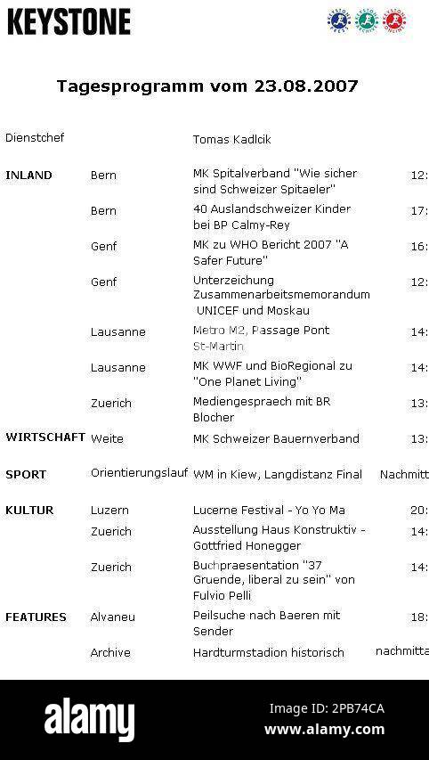 KEYSTONE Tagesprogramm INLAND Bern MK Spitalverband "Wie sicher sind ...