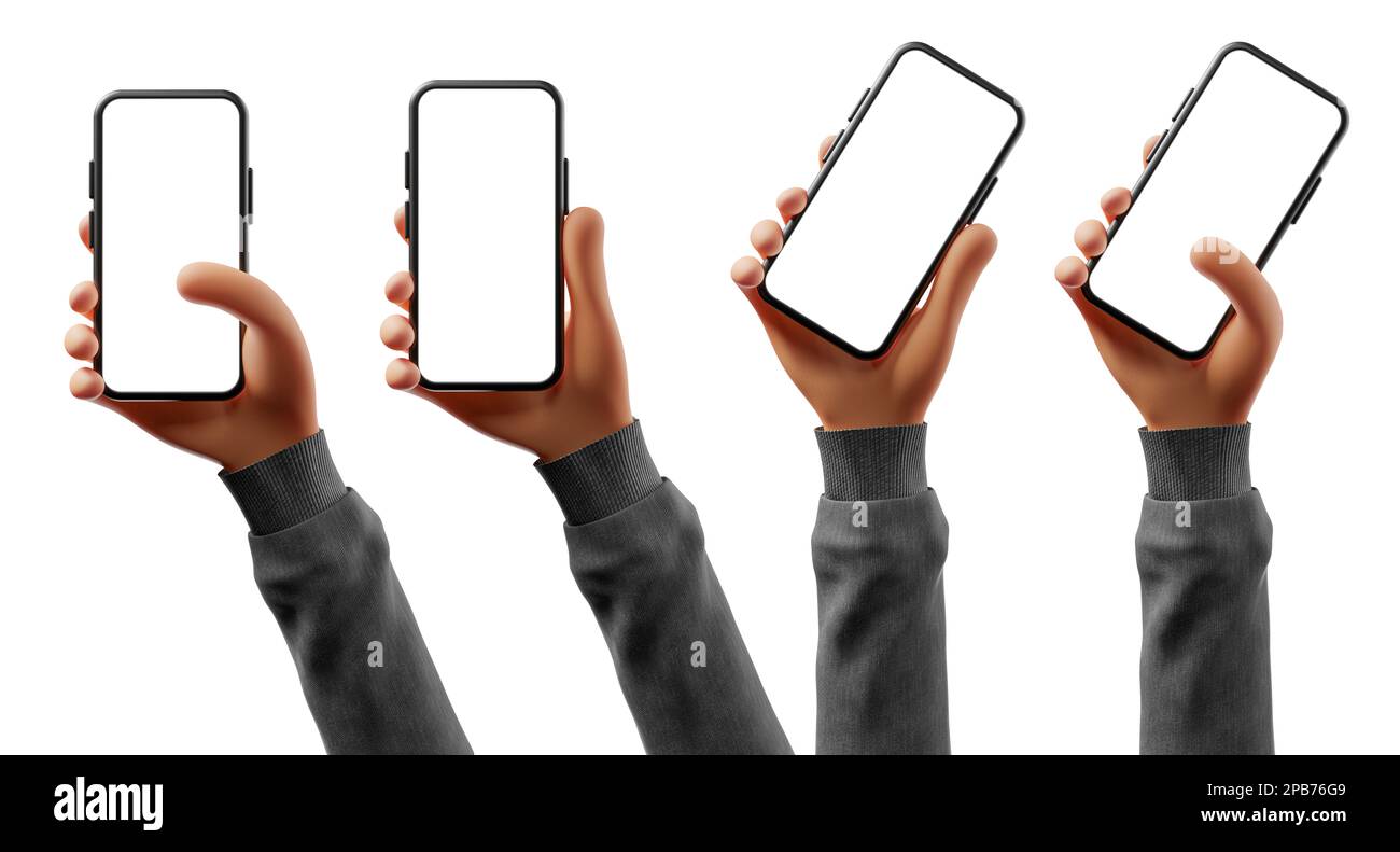 Le kit mains de dessin animé utilise un smartphone avec un écran vide ... Le kit mains de dessin animé utilise un smartphone avec un écran vide ...