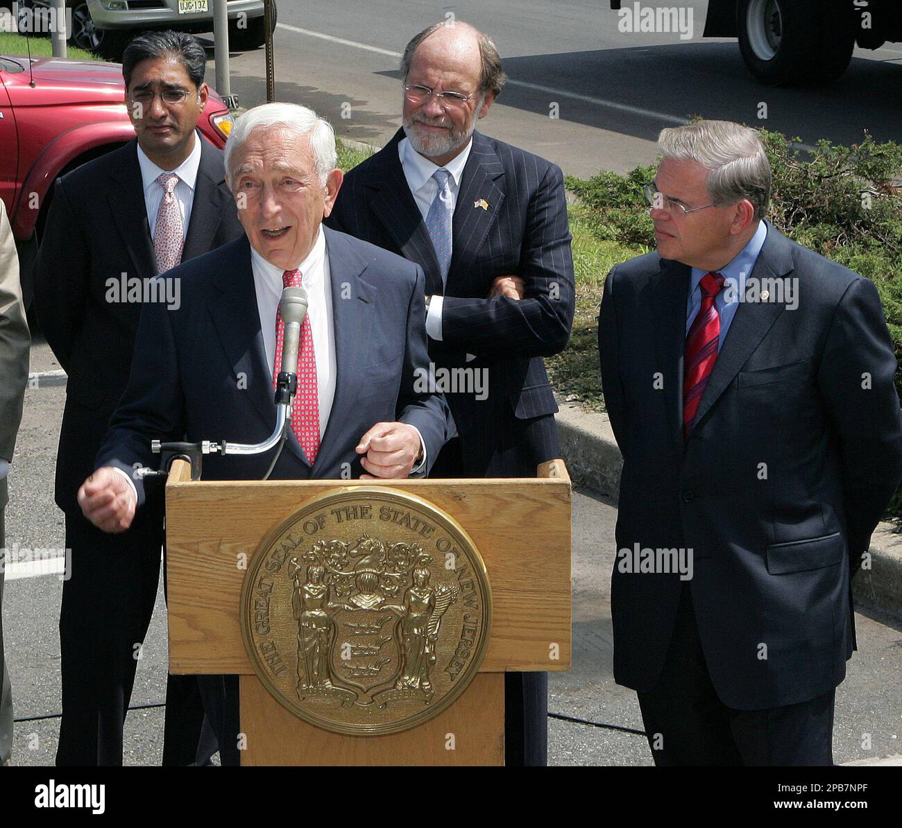 New Jersey State Transportation Commissioner Kris Kolluri, left, New ...