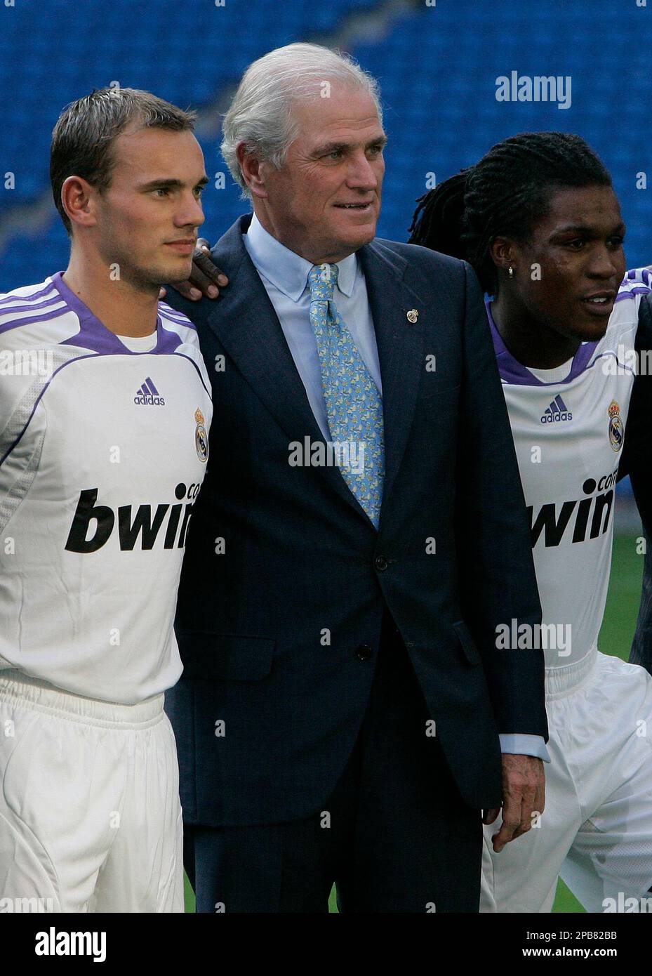 Soccer players Royston Drenthe, left, and Wesley Sneijder, right, both ...