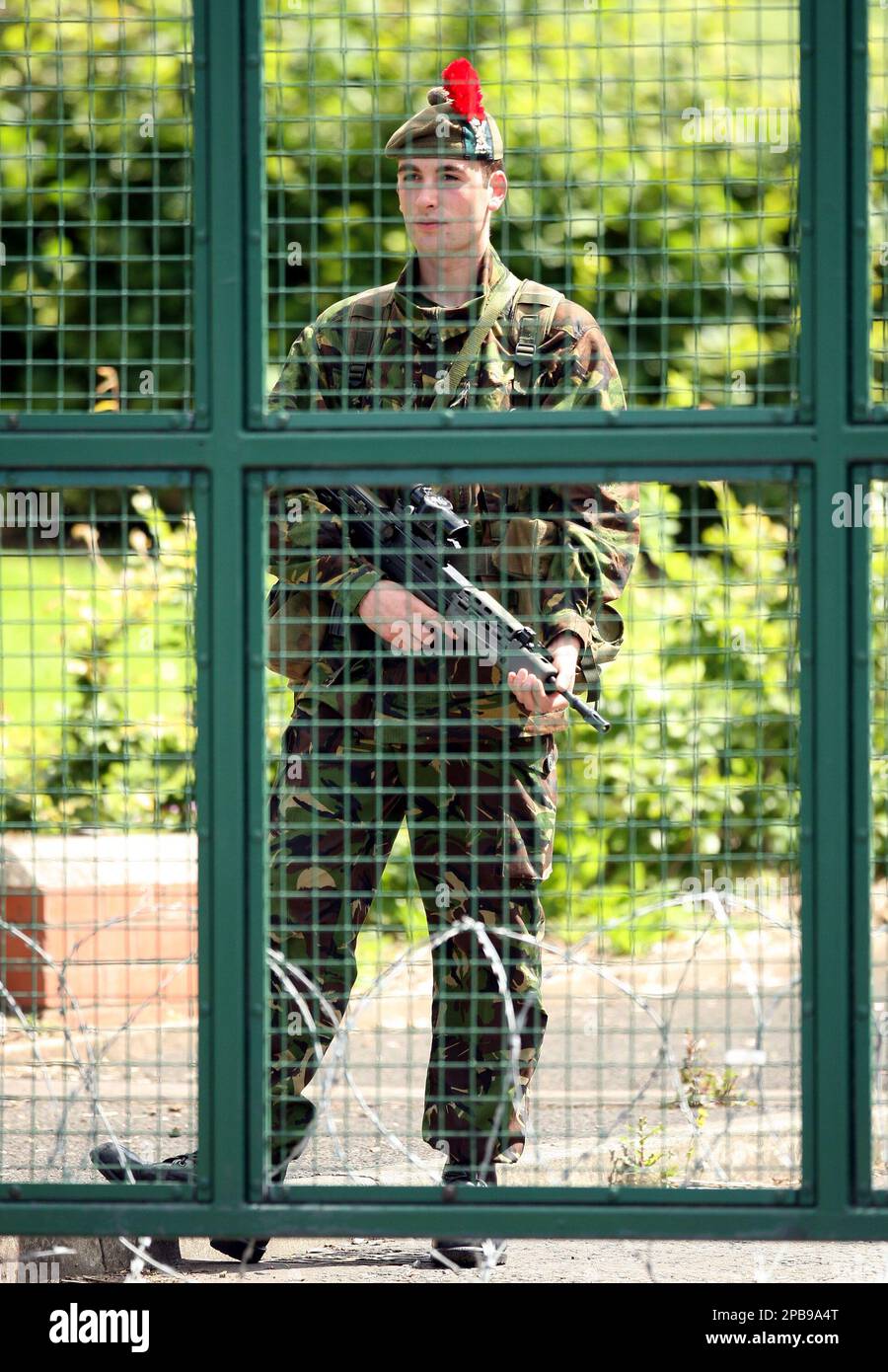 A British Army soldier from the Royal Regiment of Scotland stands on ...