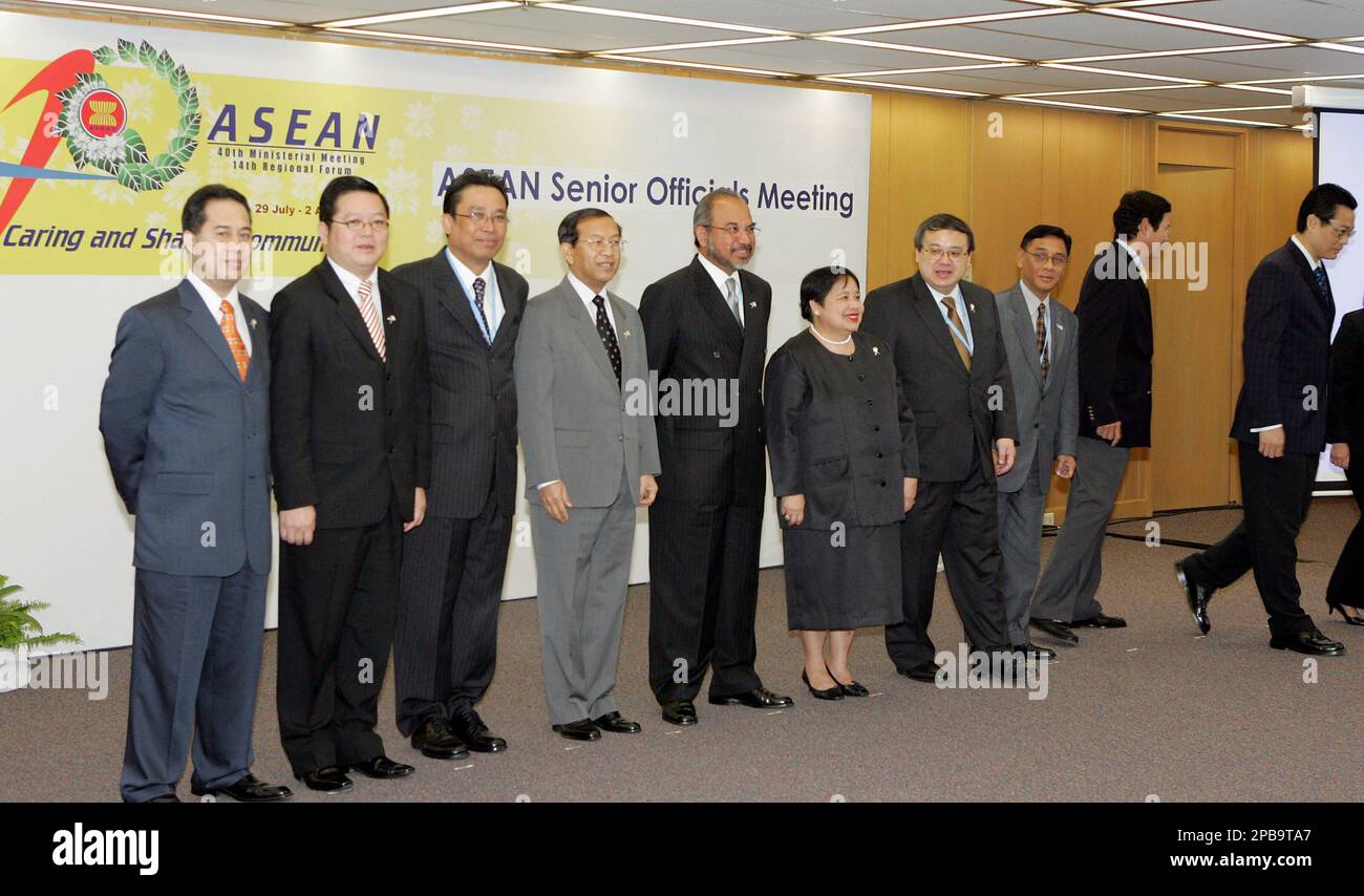 Senior officials of the ASEAN prepare to head to their respective seats ...